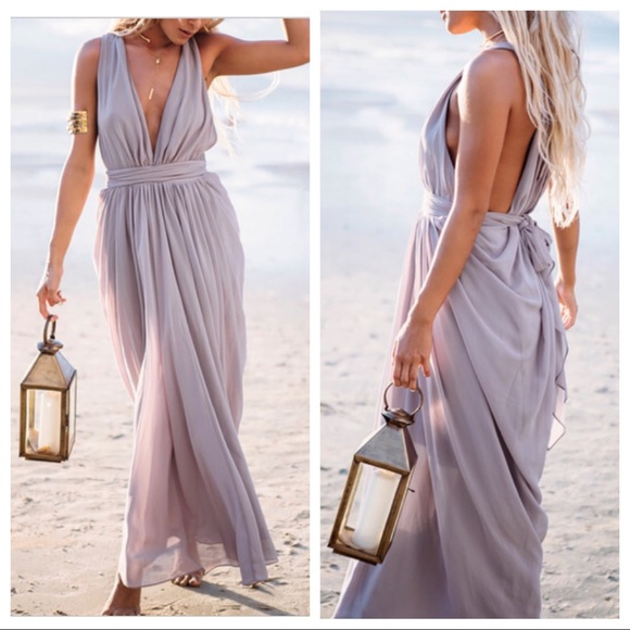 Haute Ellie | Dresses | Sale Julia Deep Plunge Neck Maxi Dress | Poshmark